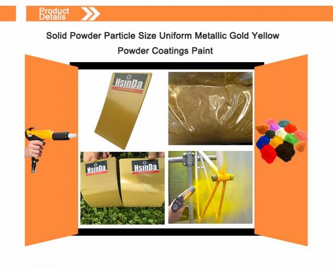 Particle Size Uniform Metallic Powder Coat , Gold Yellow Powder Coat ...